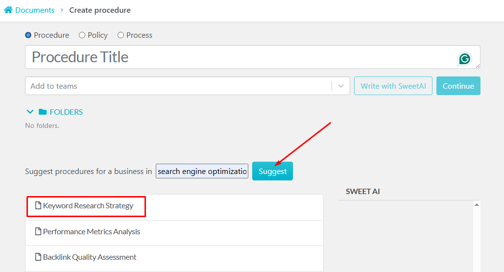 Free Knowledge Base Generator | SweetProcess